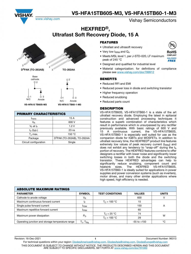 VS-HFA15TB60 datasheet page 1
