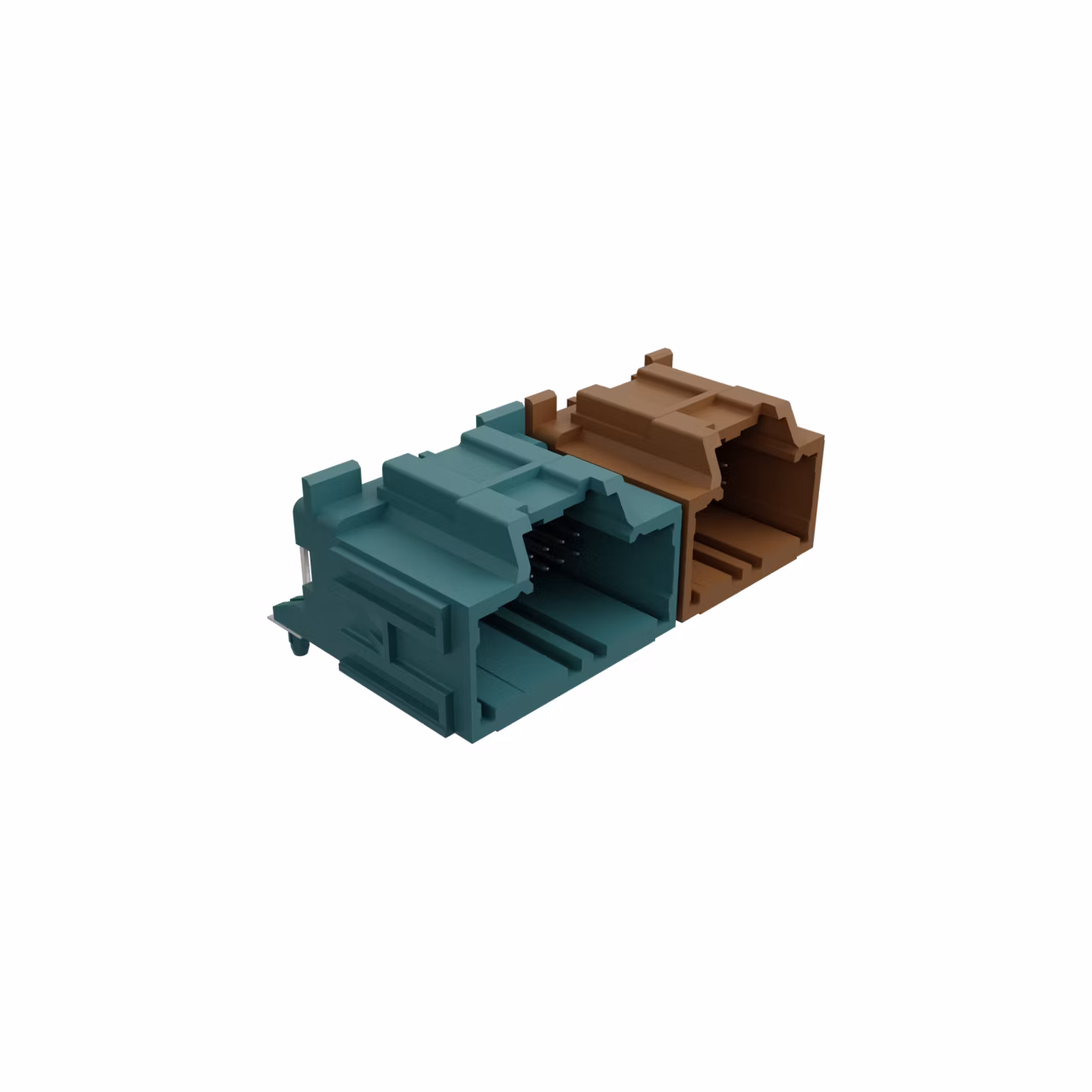 Stac64 2 Bay Right-Angle Headers, 36 Circuits, Bay A 20 Circuit Signal Header, Polarization D, Green; Bay B 16 Circuit Signal Header, Polarization C, Brown; Tray for sale