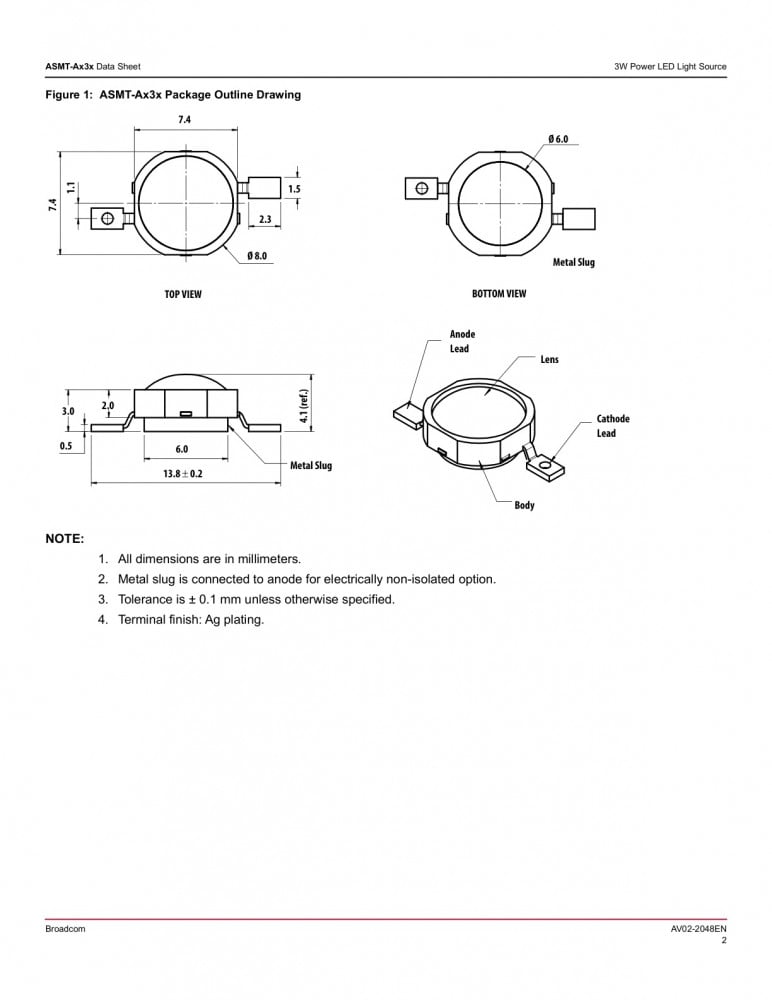 Broadcom ASMT-Ax3x datasheet page 2