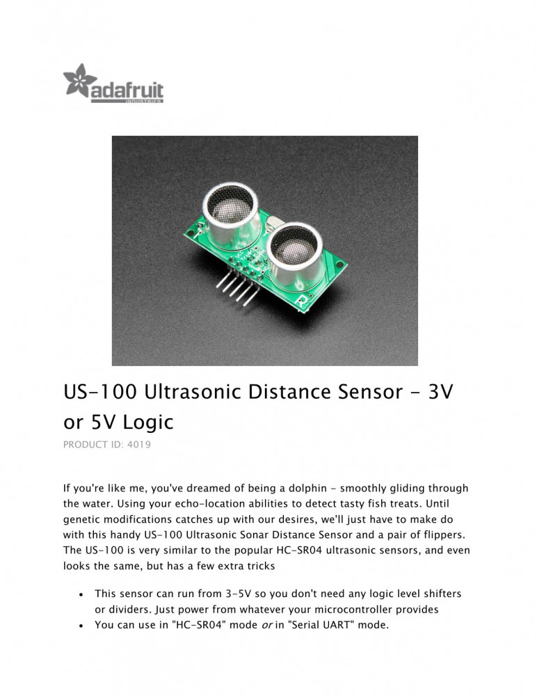 US-100 documentation page 1