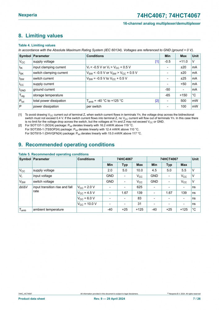 74HC4067 datasheet page 7