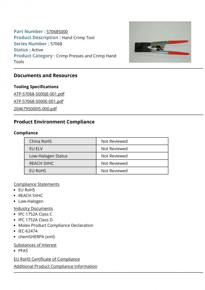 Molex 570685000 tooling document preview, page 1