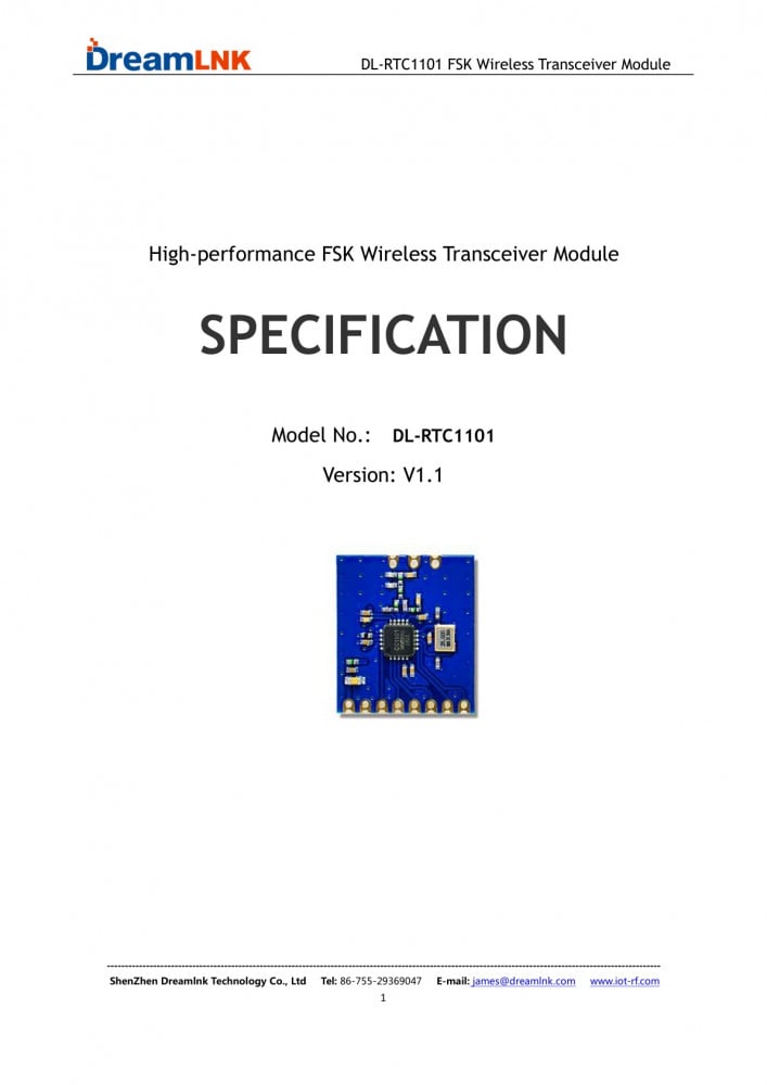 DL-RTC1101 datasheet page 1