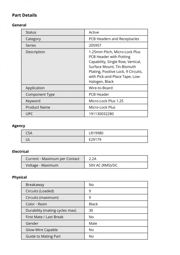 MOLEX 2059570971 technical document page 2