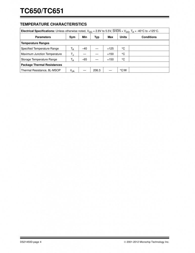 TC651BEVUA datasheet page 4