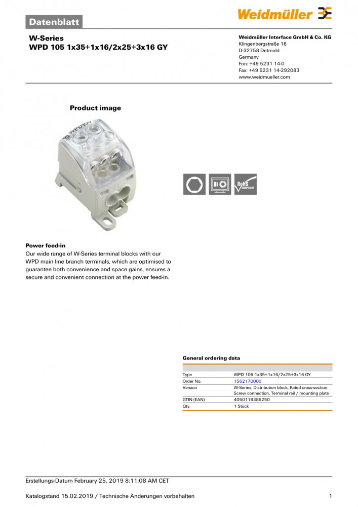 WEIDMULLER 1562170000 document page 1