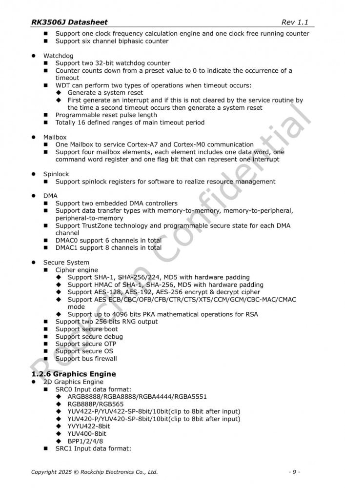 RK3506J datasheet page 9