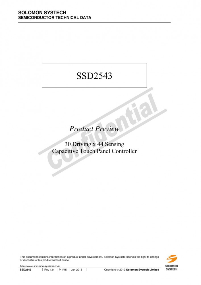 SSD2543 datasheet page 1