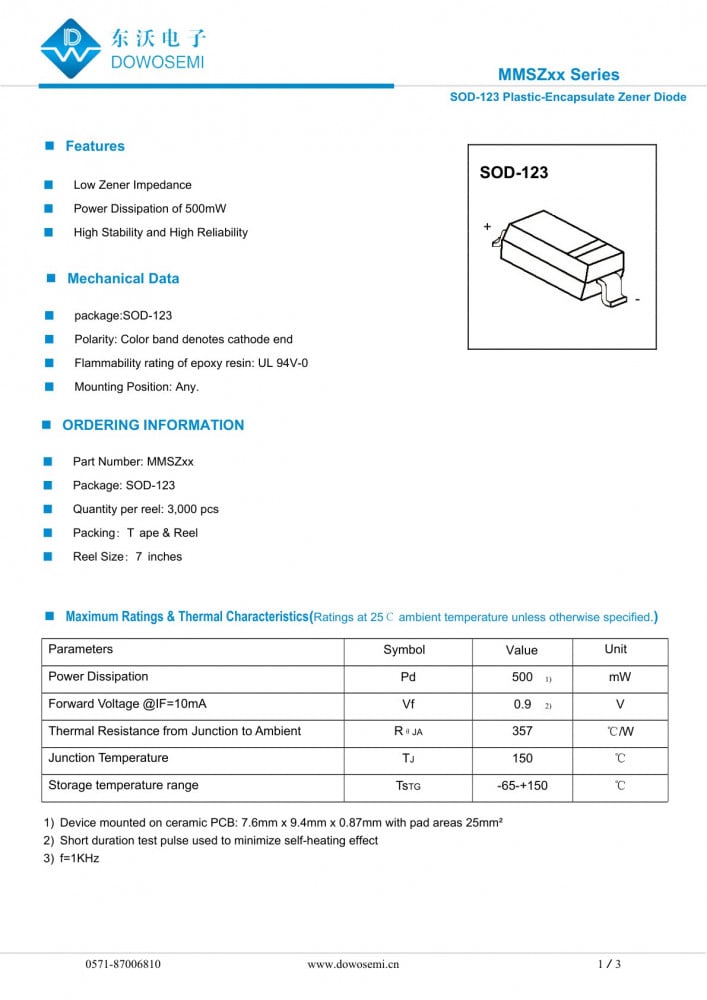 DOWO MMSZ10 datasheet page 1