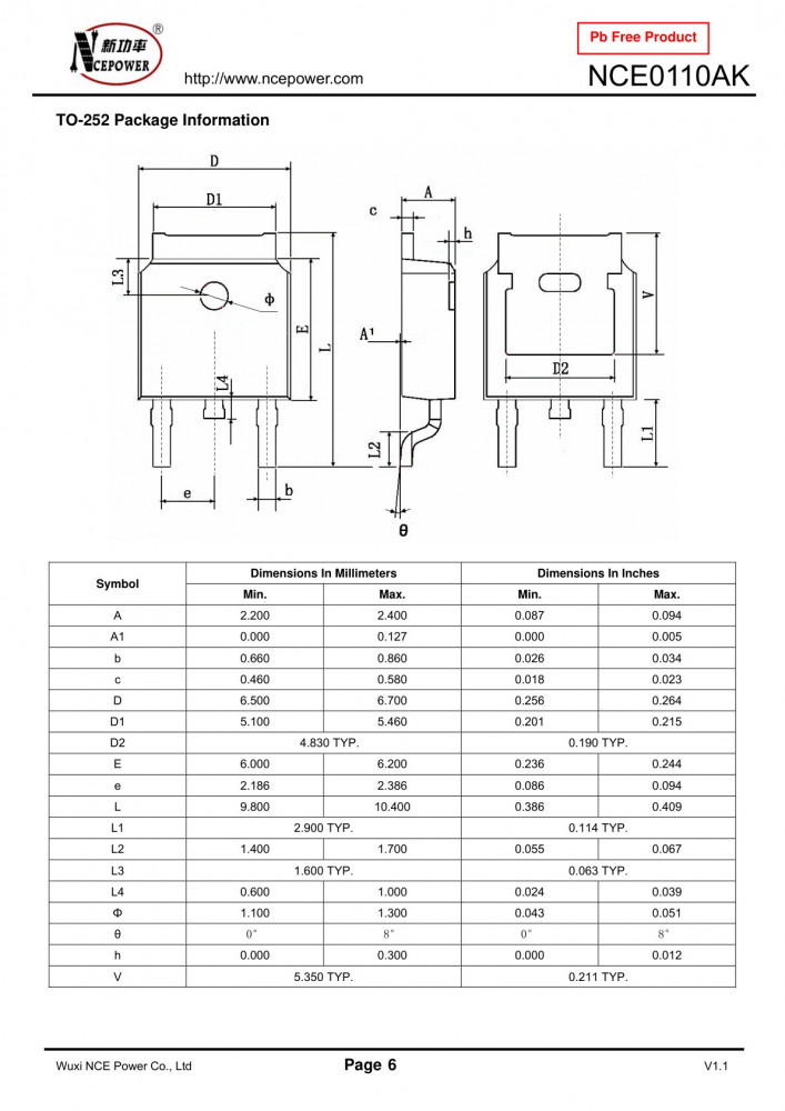 NCE0110AK datasheet page 6