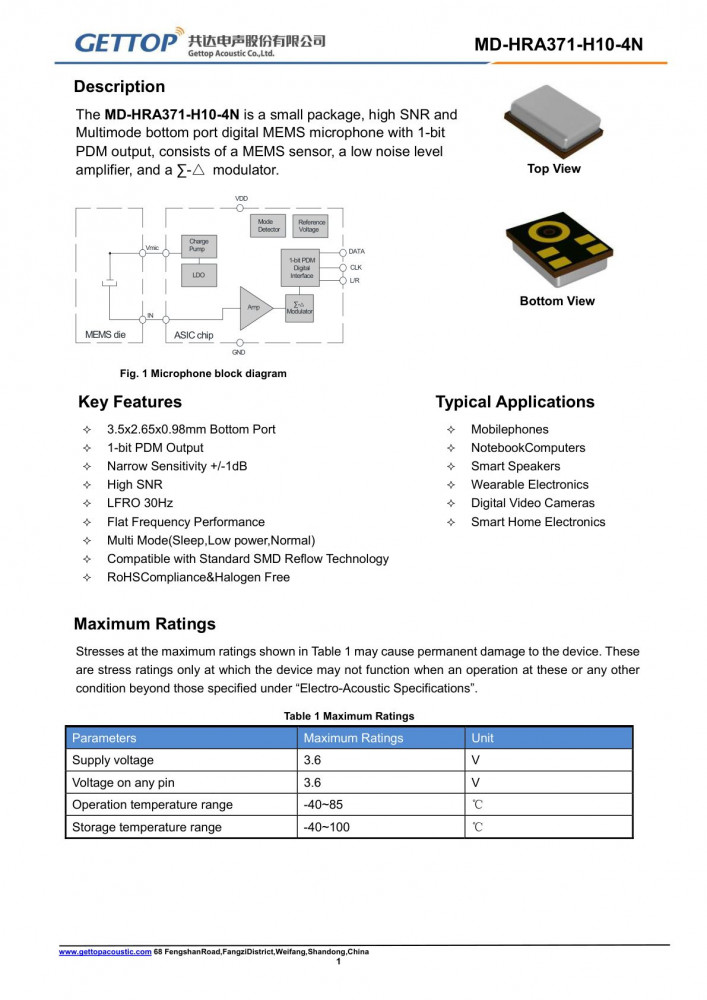 MD-HRA371-H10-4N datasheet page 1
