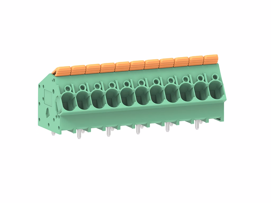 7.50mm Pitch Lever Activated Fixed Mount PCB Terminal Block, 35° Wire Entry, Left Rear Terminal, 11 Circuits for sale