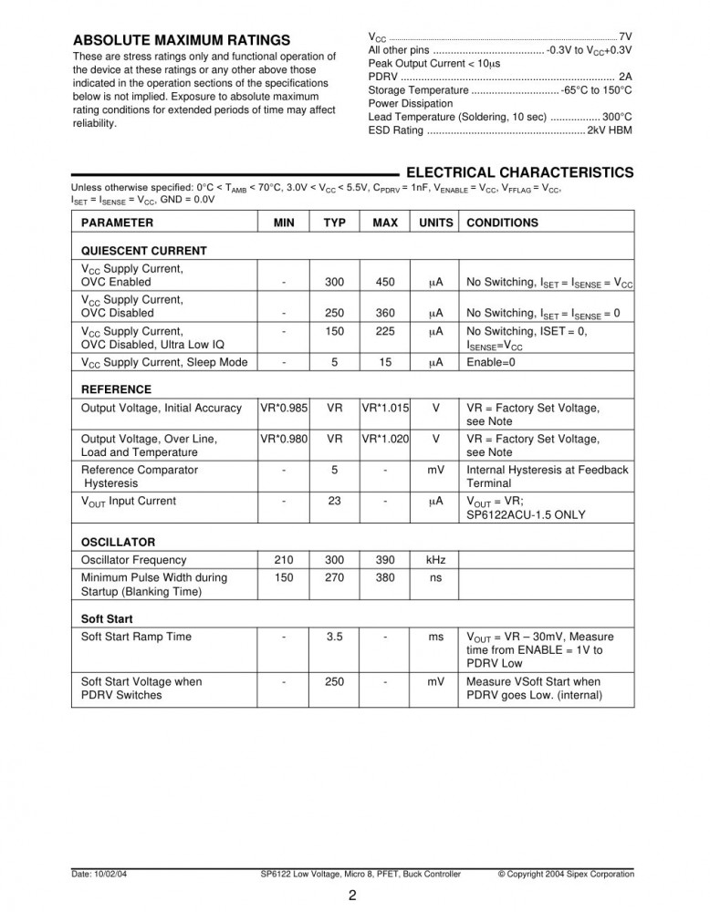 SP6122ACU-L technical document page 2