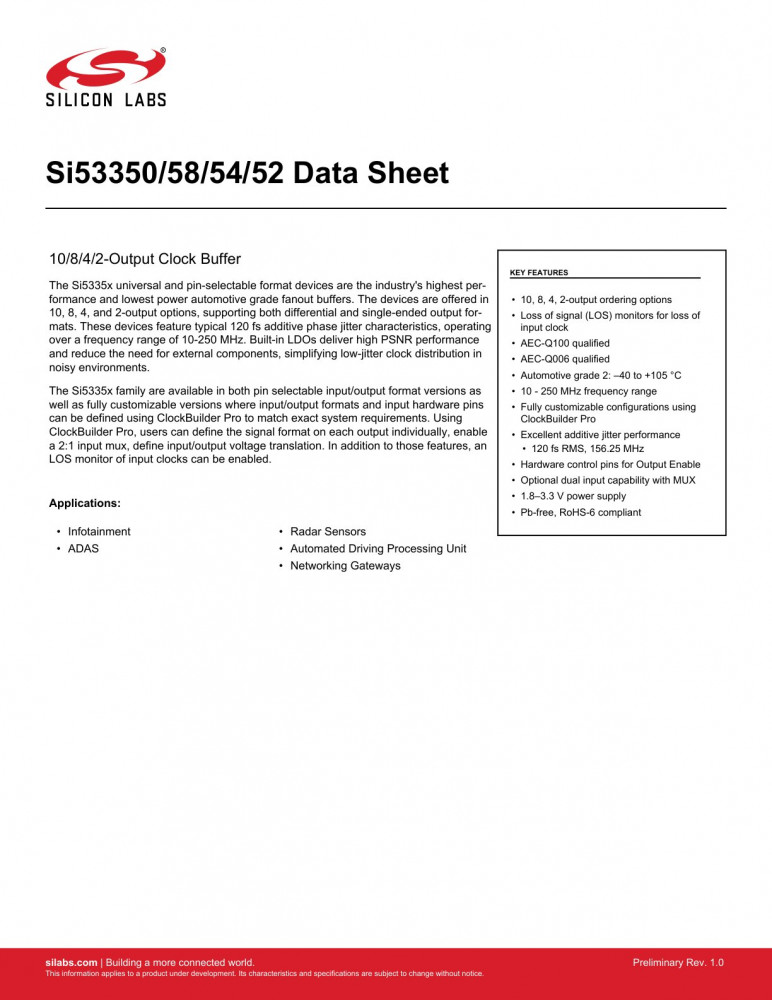 SI53354A-D01AMR datasheet page 1