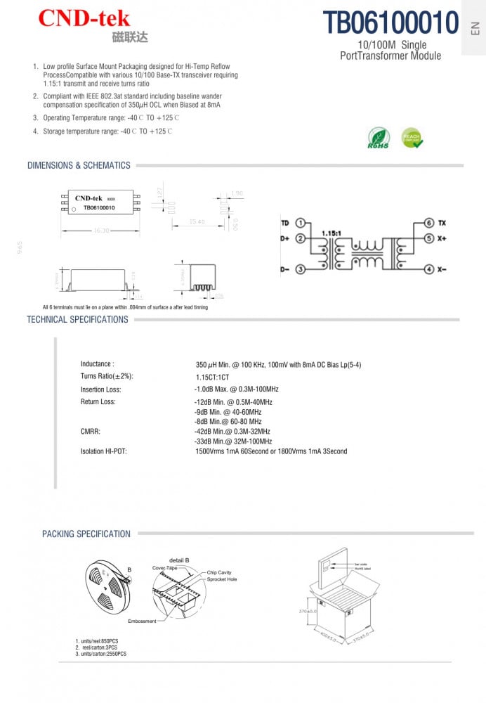 TB06100010 technical drawing and specifications