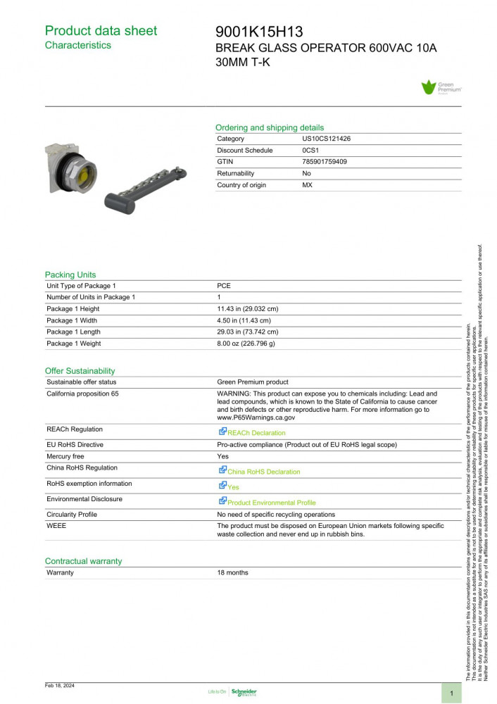 9001K15H13 technical document page
