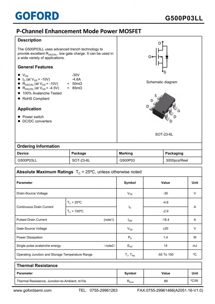 G500P03LL datasheet page 1