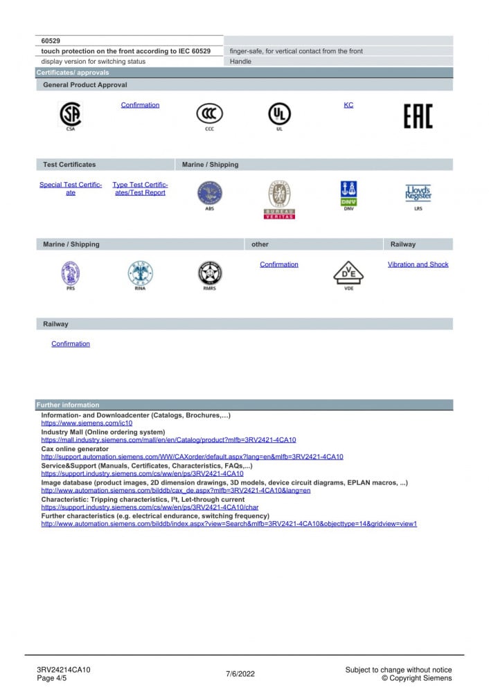 3RV24214CA10 datasheet page 4