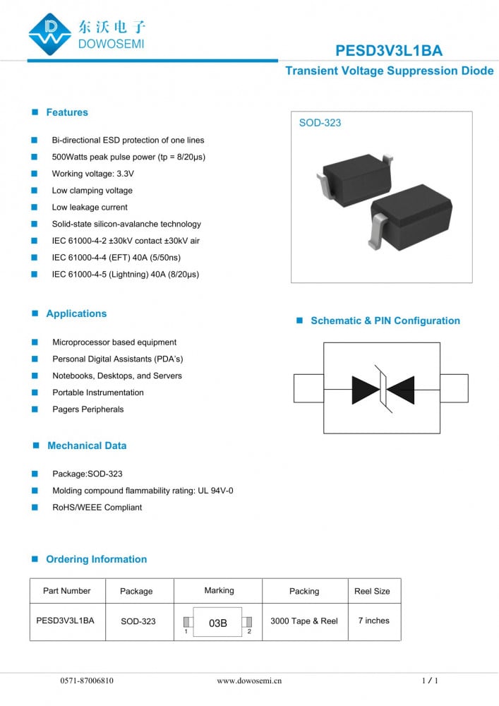 PESD3V3L1BA technical document page 1