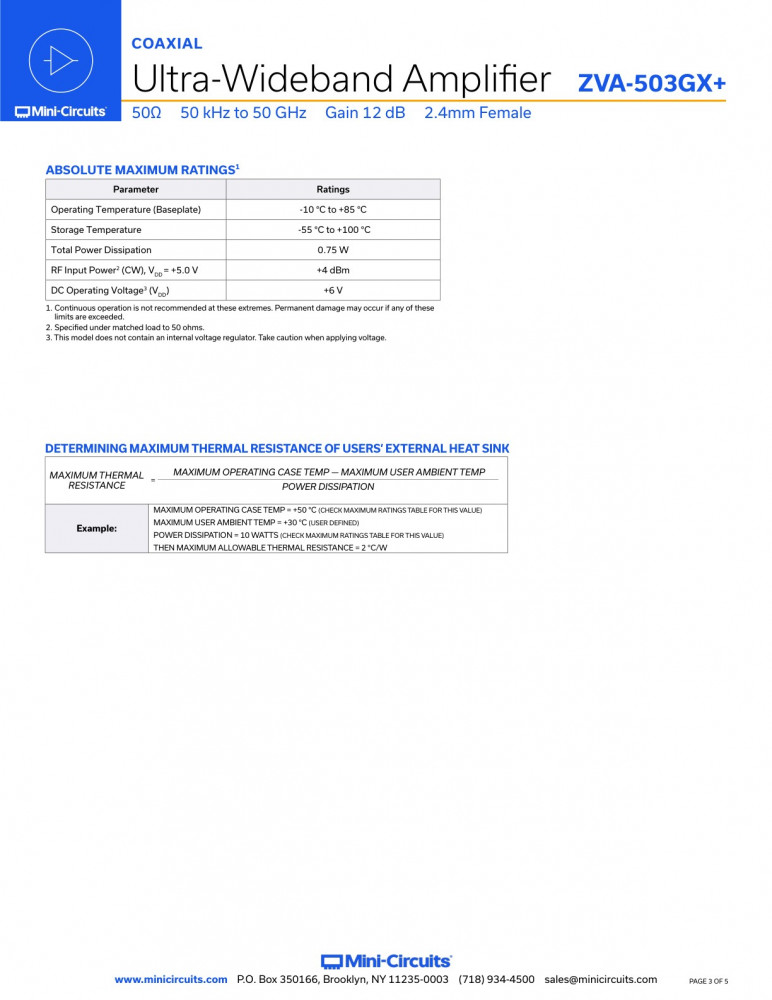 ZVA-503GX+ technical document page 3