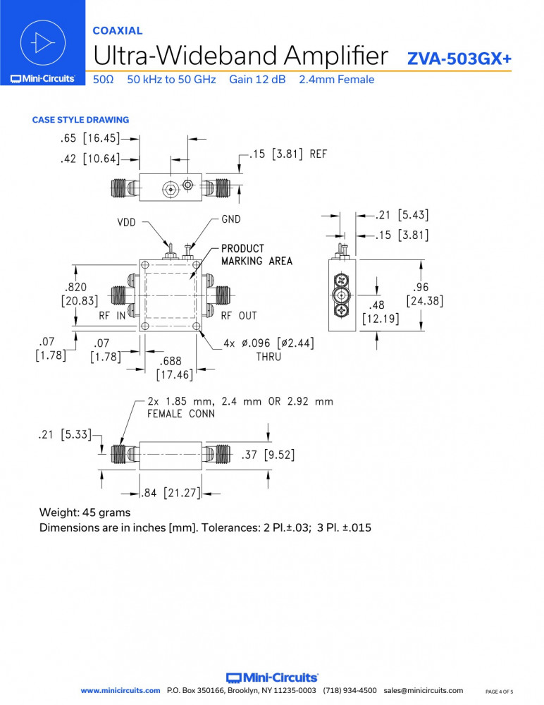 ZVA-503GX+ technical document page 4