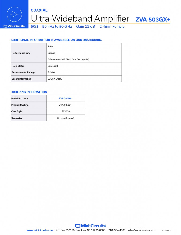 ZVA-503GX+ technical document page 5