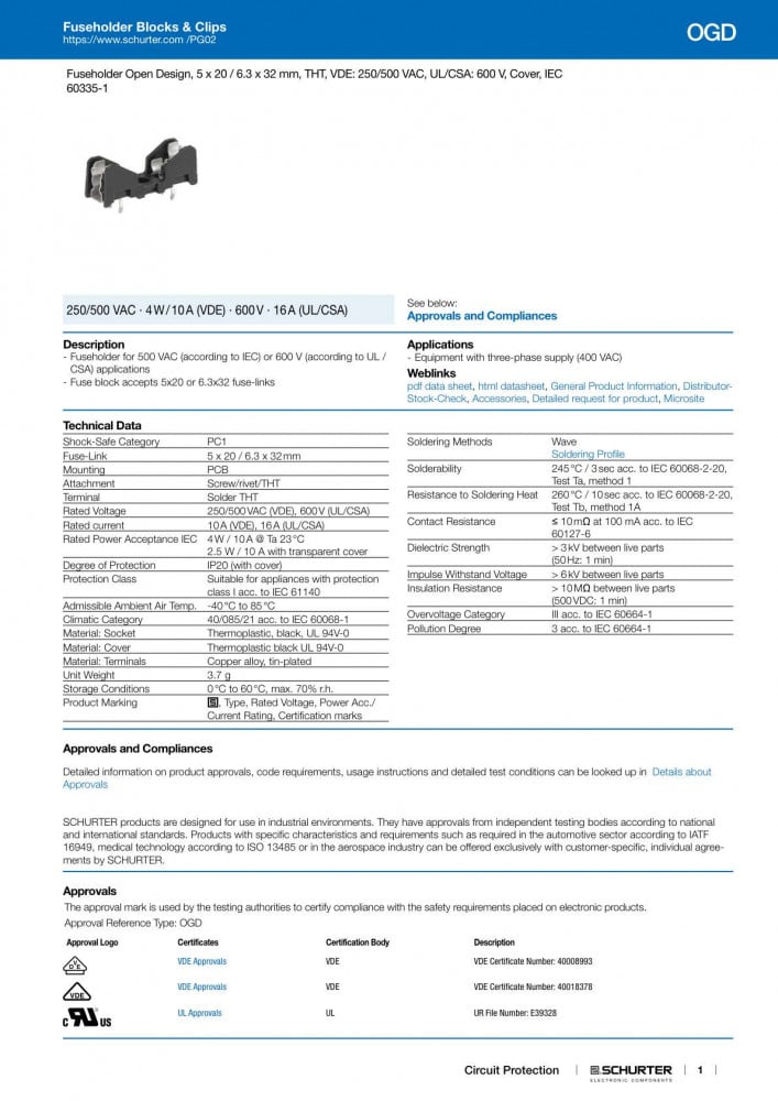 SCHURTER 0031.8231 datasheet page 1