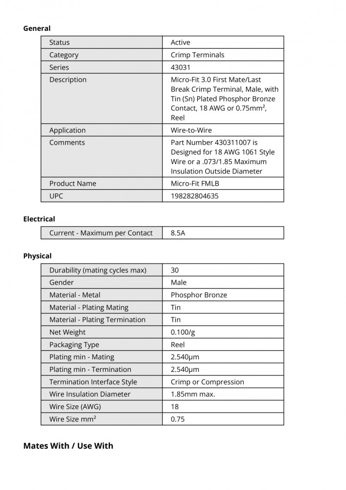 MOLEX 430311007 product document page 2