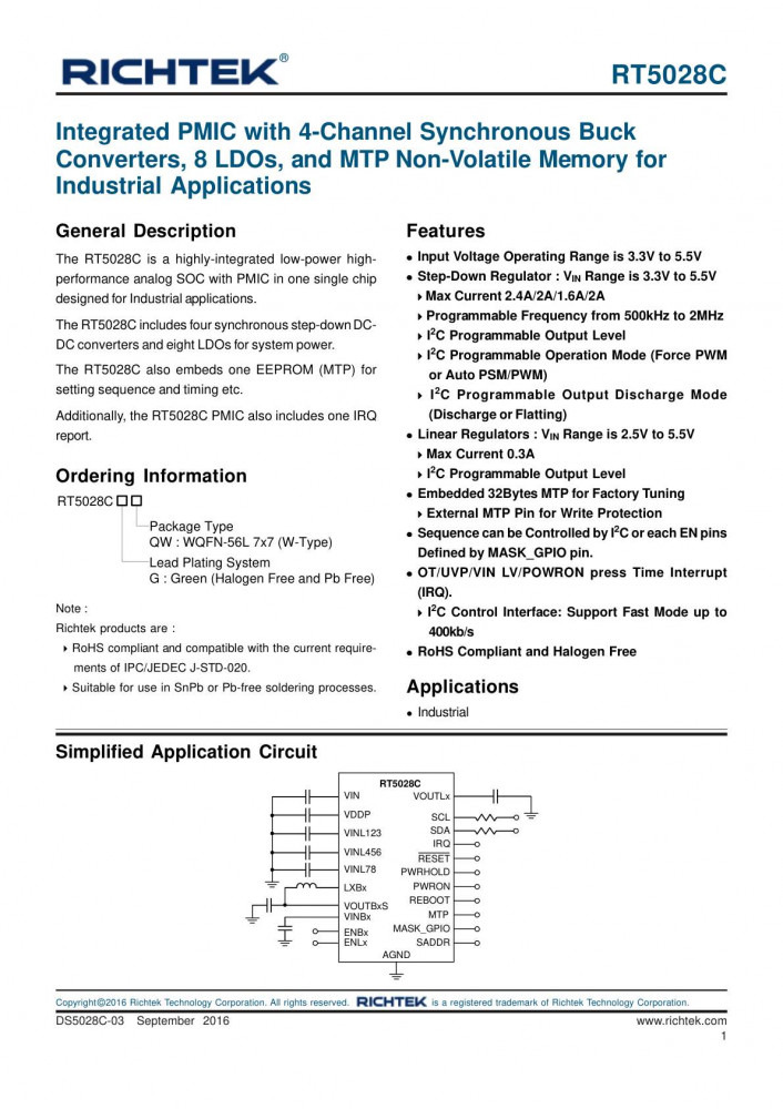 RT5028C datasheet page 1
