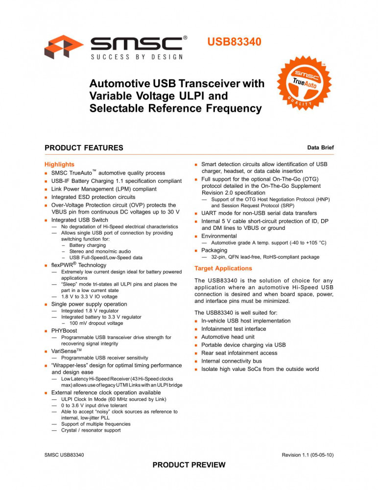 USB83340 technical document page 1