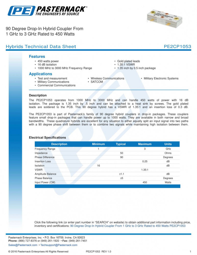 PE2CP1053 datasheet page 1