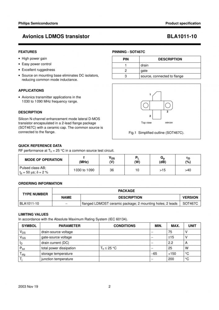 BLA1011-10 datasheet page 2