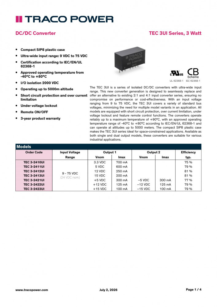 TEC 3UI technical document, page 1