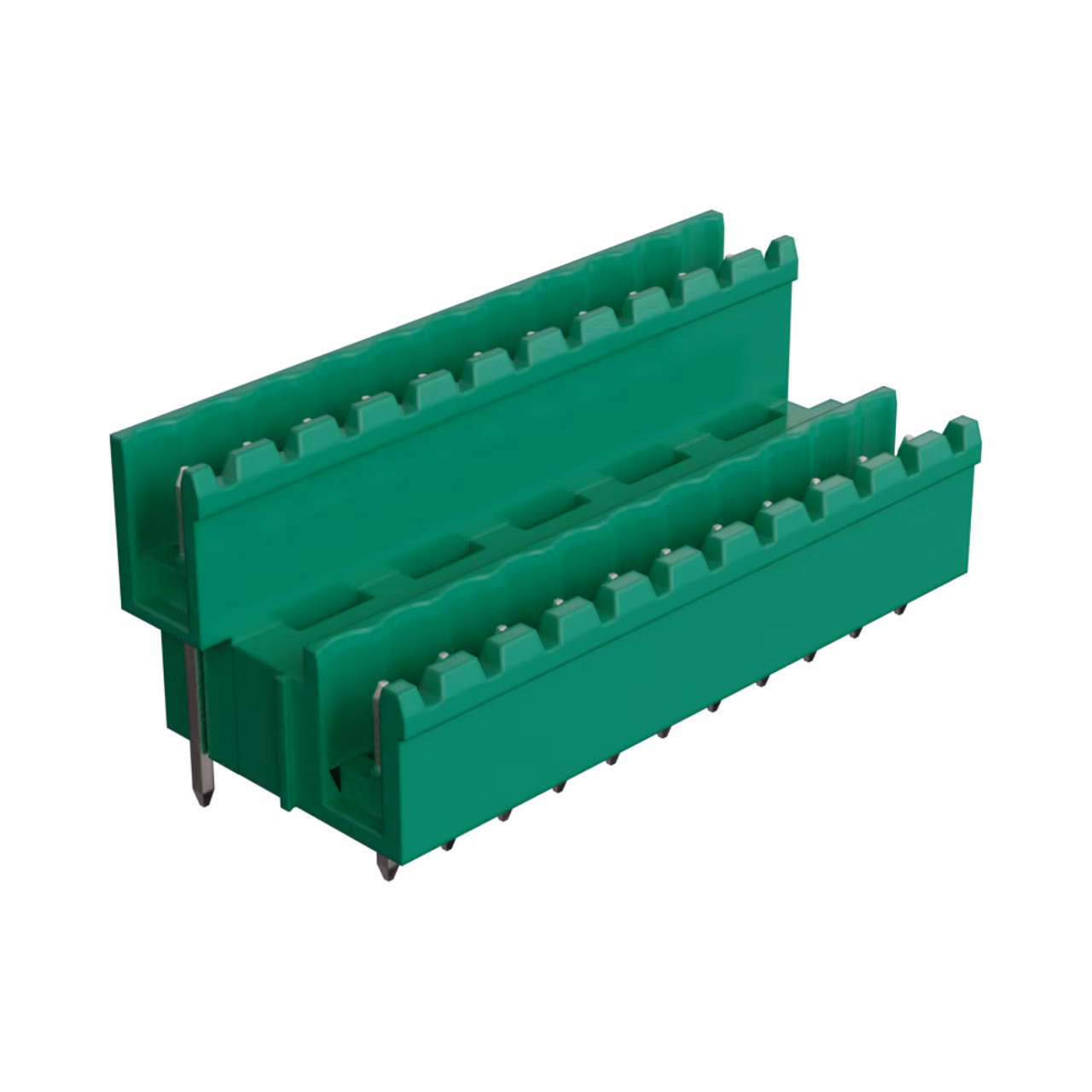 5.00mm Pitch Eurostyle Vertical Dual Level PCB Header, Open Ends, Green Housing, 22 Circuits for sale