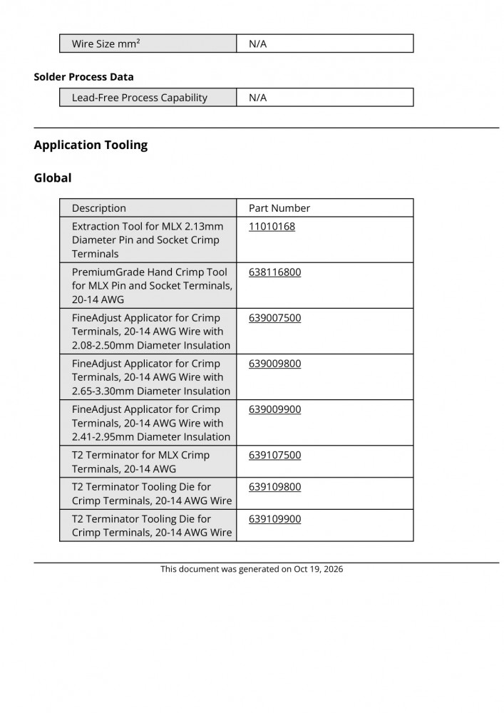 MOLEX connector family product specification, page 3