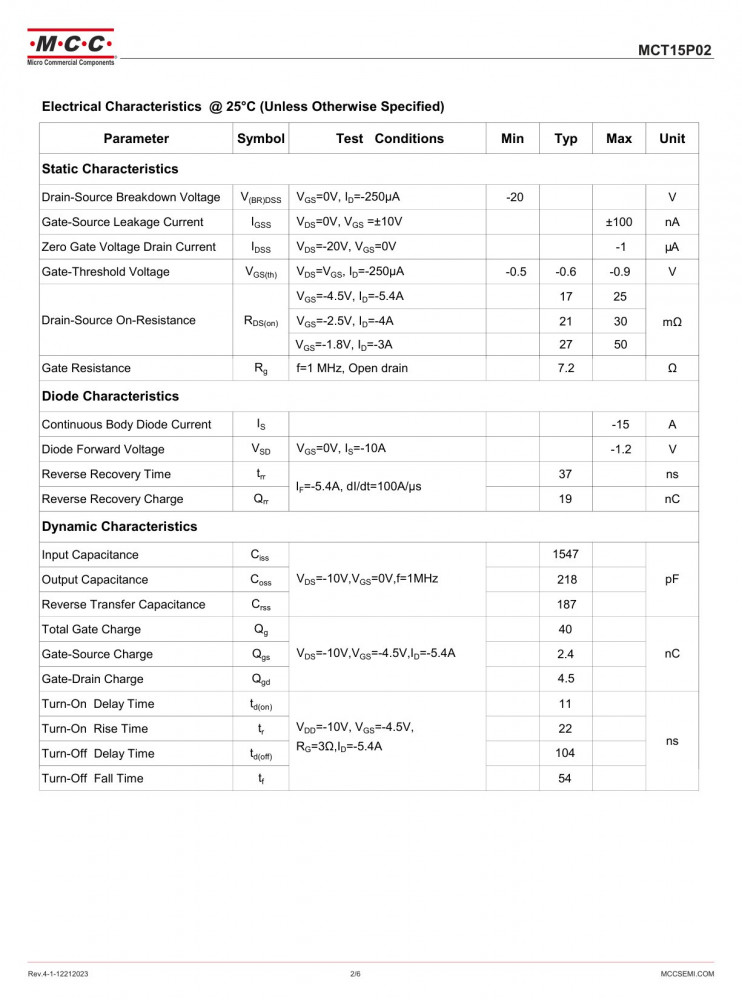 MCT15P02-TP datasheet page 2