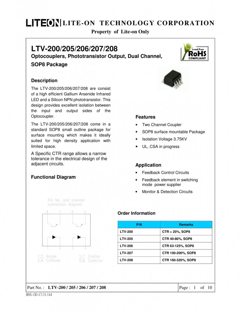 LTV-206 datasheet page 1