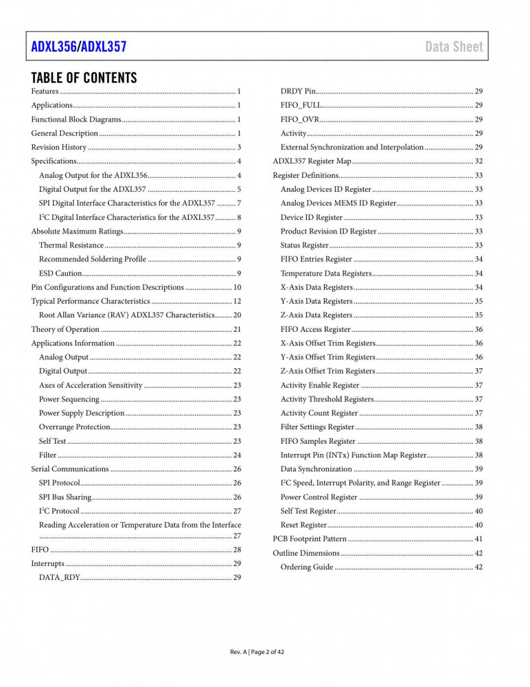 ADXL357 datasheet page 2