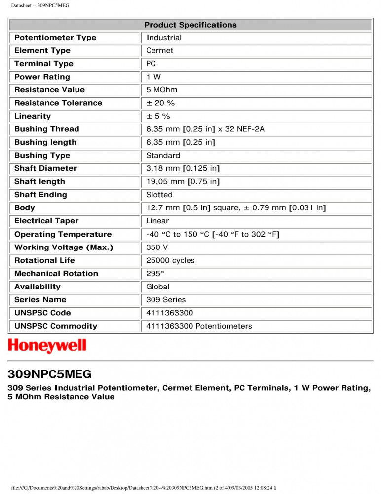 309NPC5MEG technical document page 2
