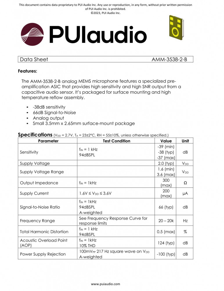 AMM-3538-2-B datasheet page 1