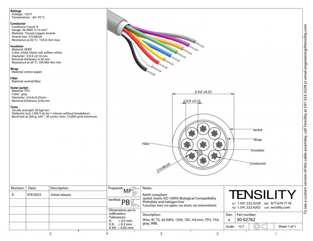 Tensility International 30-02762 product drawing and specification page