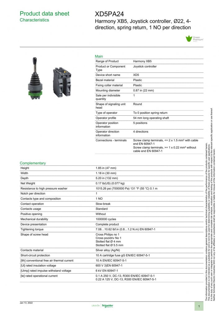 XD5PA24 technical document page 1