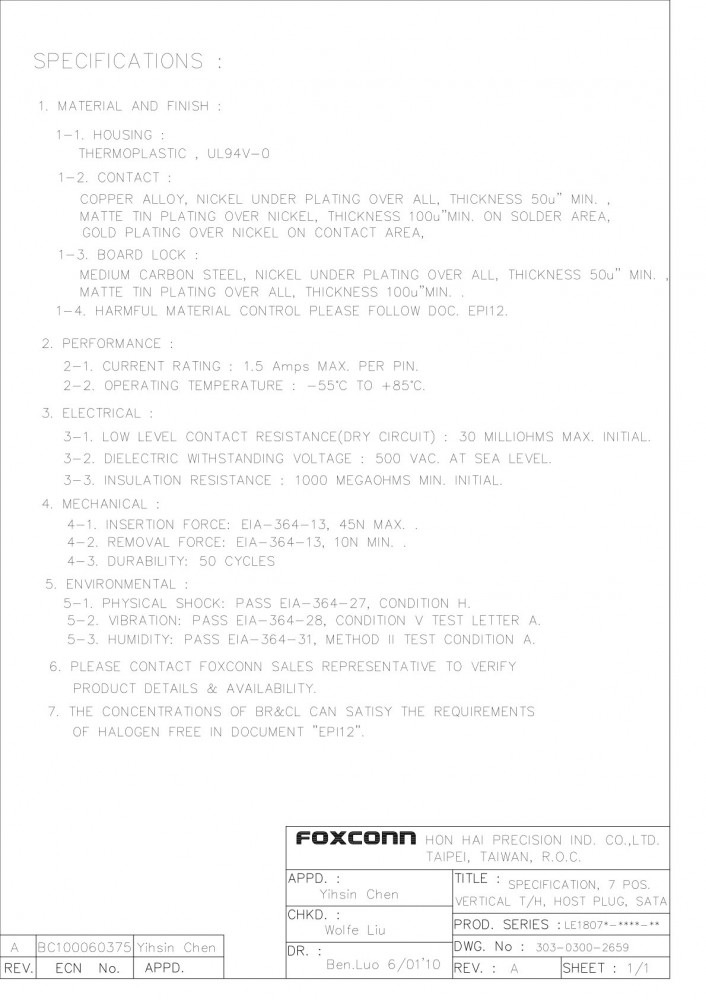 FOXCONN LE18071-Z50D-4F specification page 3