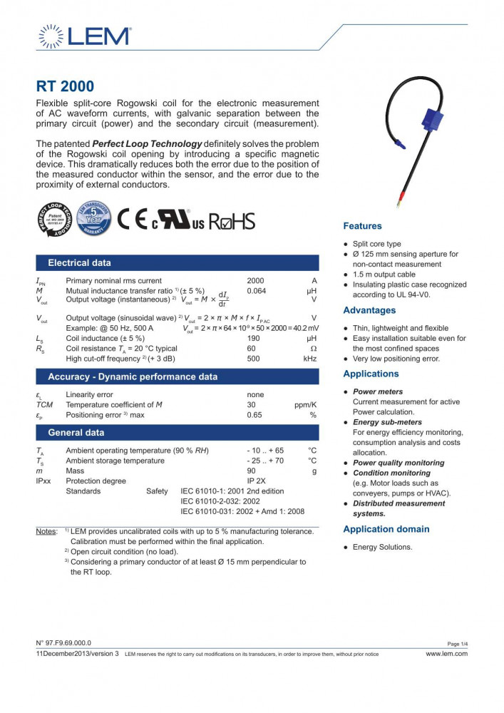 LEM RT 2000 technical document page 1