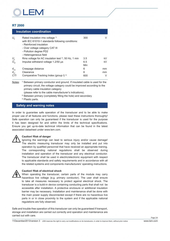 LEM RT 2000 technical document page 3