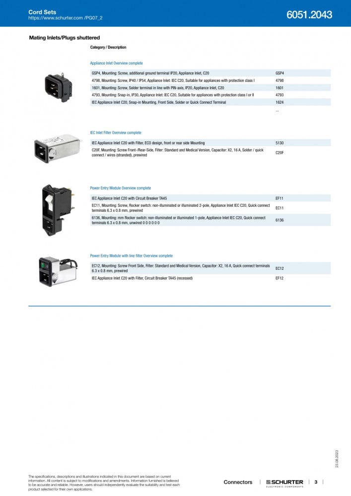 SCHURTER 6051.2043 technical document page 3