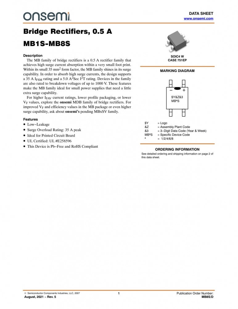 MB1S datasheet page 1