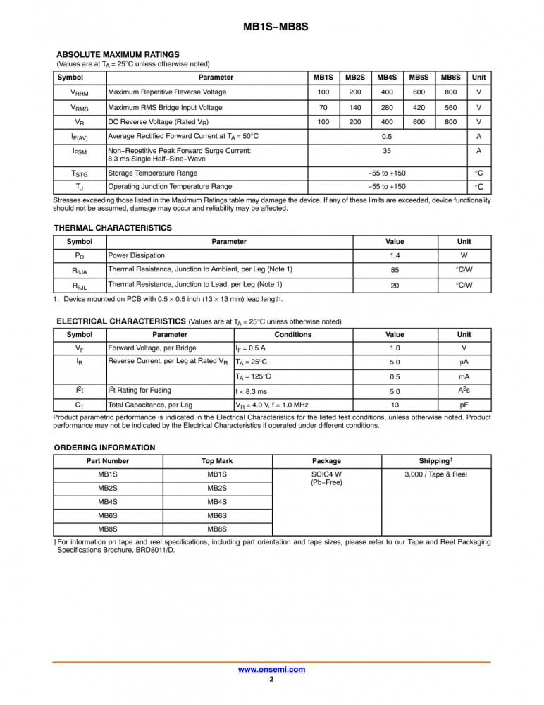 MB1S datasheet page 2
