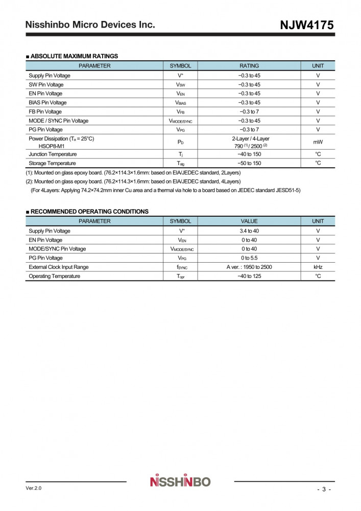NJW4175 datasheet page 3