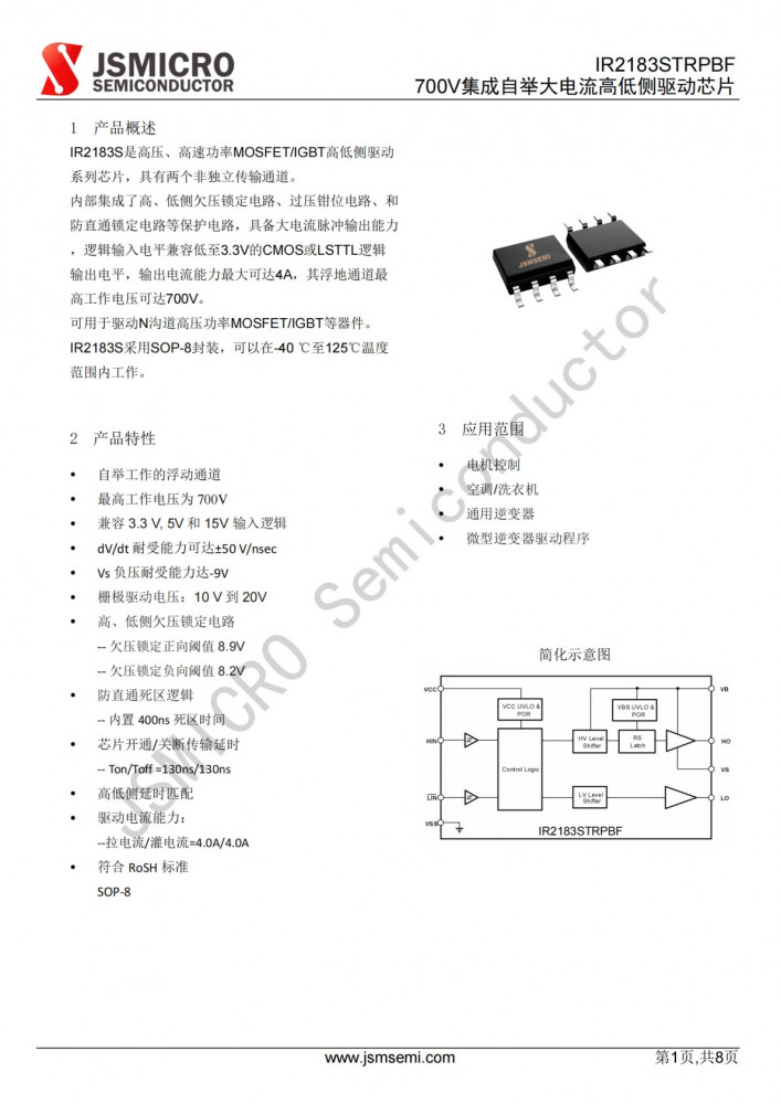 IR2183STRPBF-JSM datasheet page 1